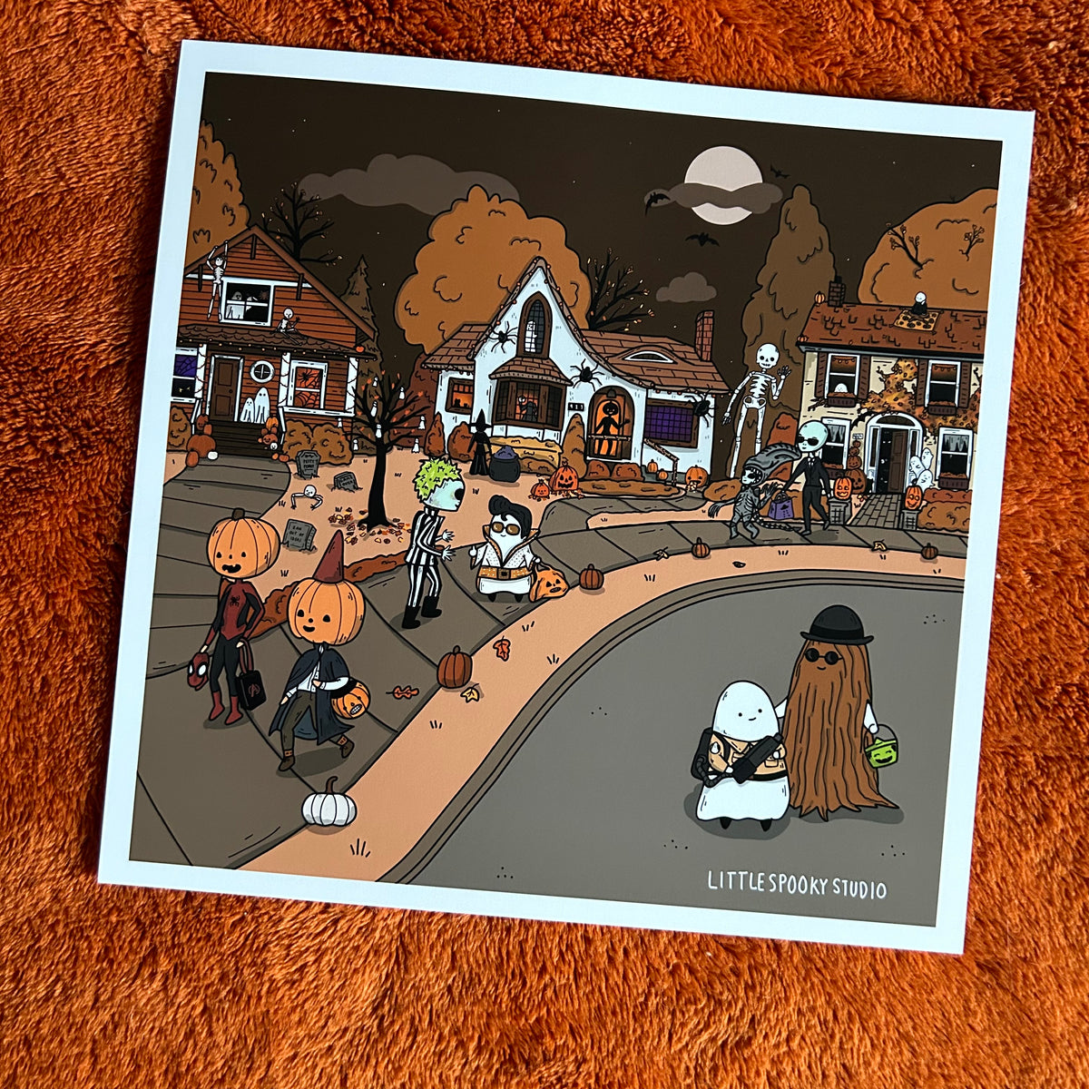 Trick or Treating Square Art Print – Little Spooky Studio