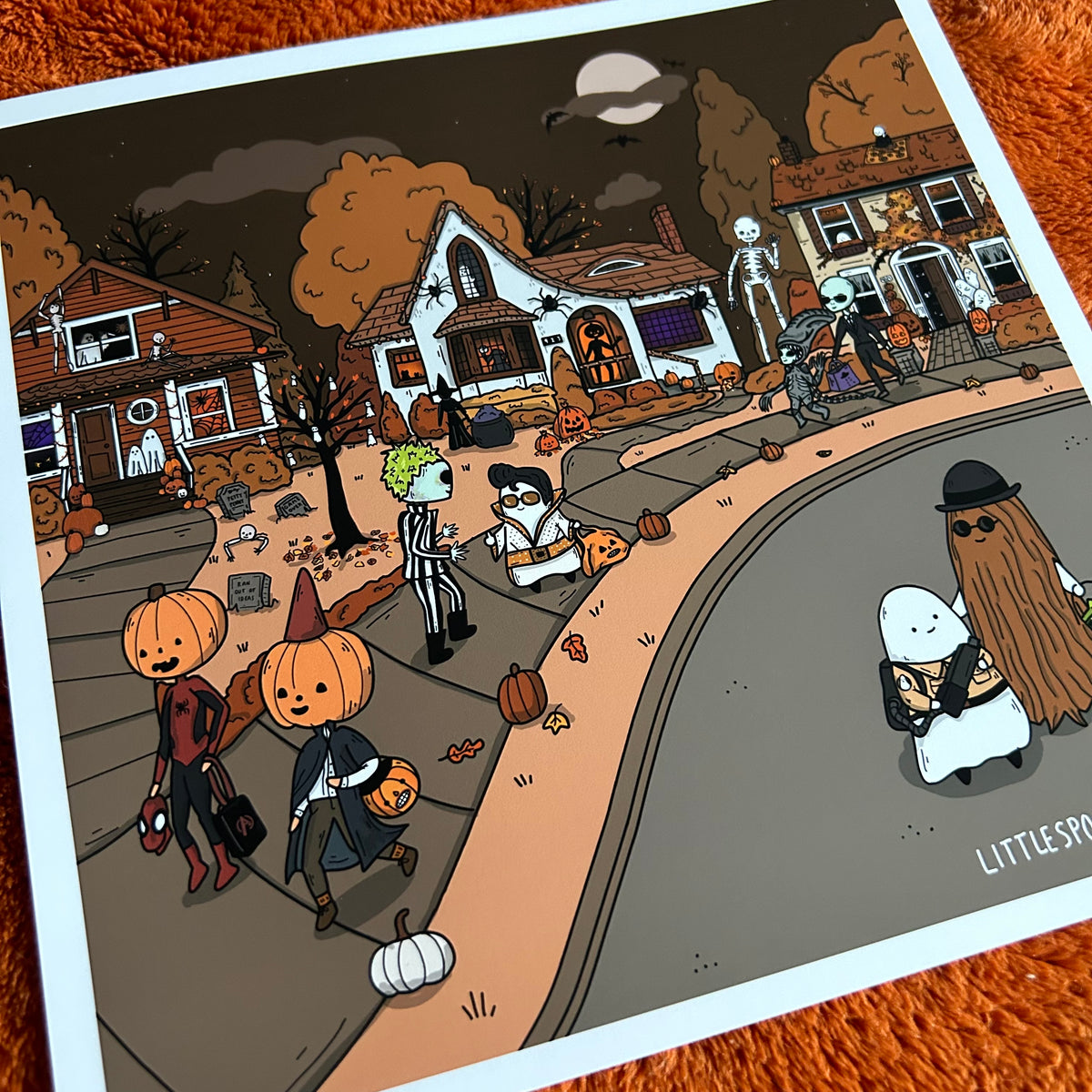 Trick or Treating Square Art Print – Little Spooky Studio