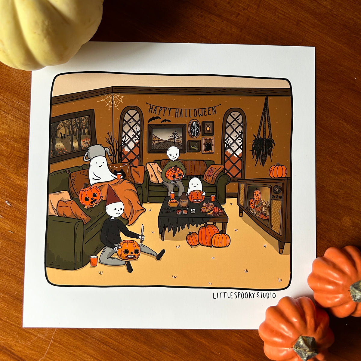 Garden Wall Party Square Art Print – Little Spooky Studio