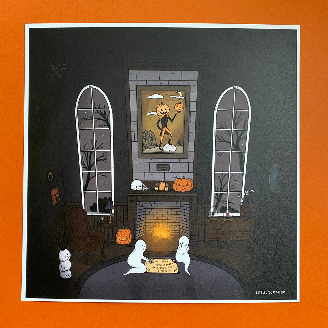 Haunted Room Square Art Print – Little Spooky Studio