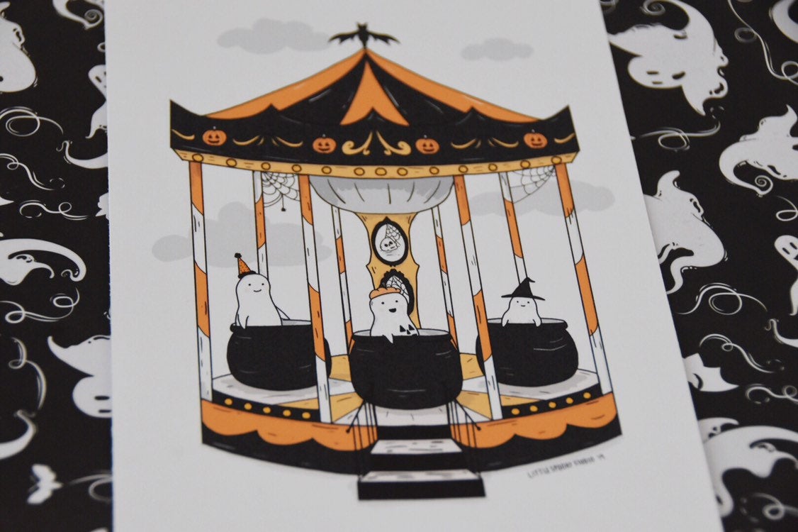 Ghost Carousel Halloween Print – Little Spooky Studio